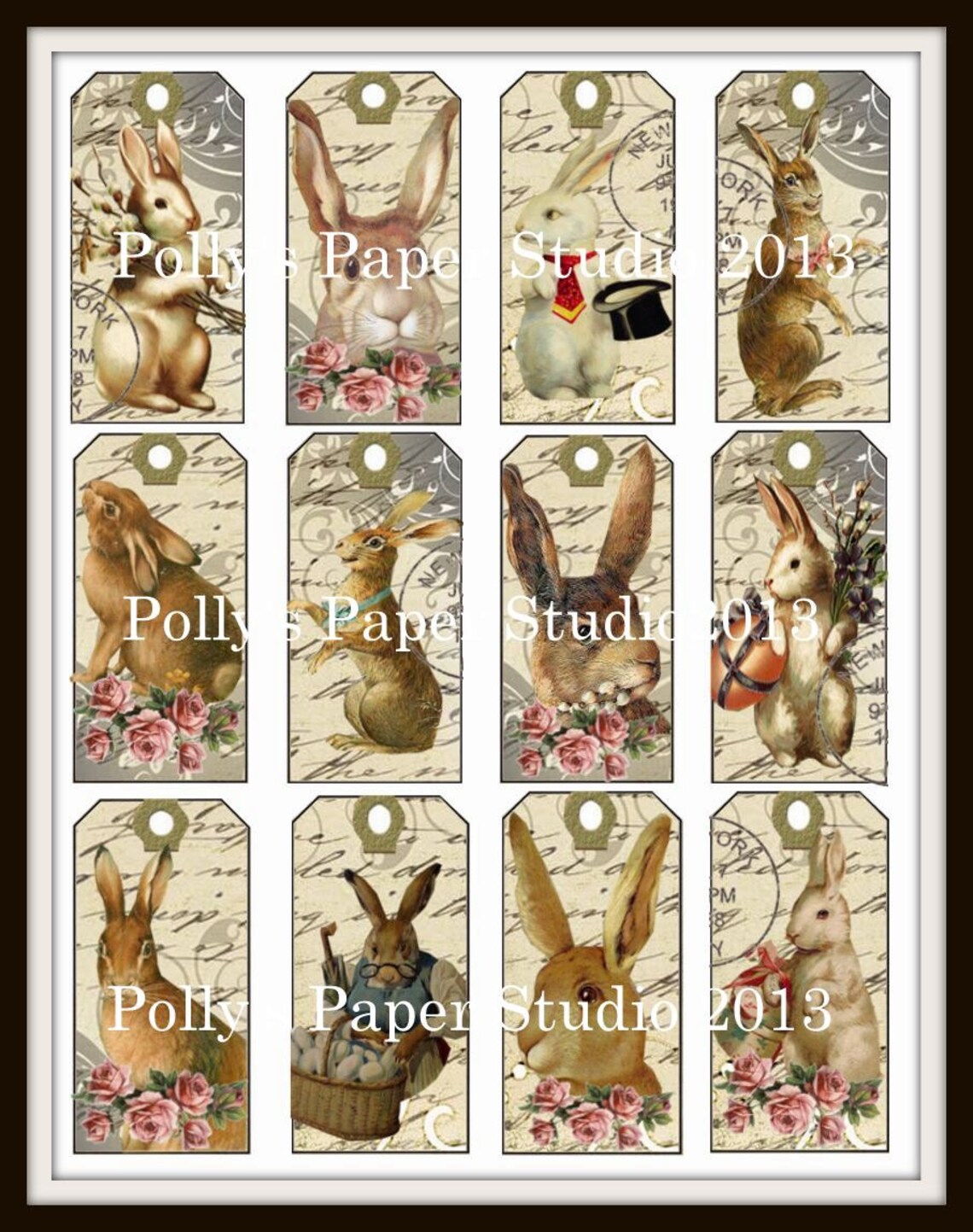 Vintage Easter Tag Collage Set of 12 Images Digital Images | Etsy