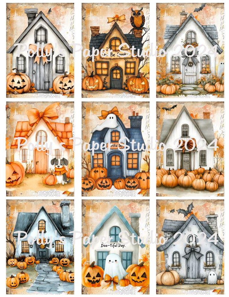 Spookyville Images Collage Digital Images Printable Download File 9 ...