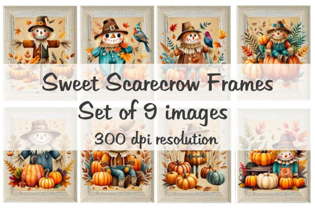 Sweet Scarecrow Frames Images Collage Digital Images Printable Download ...