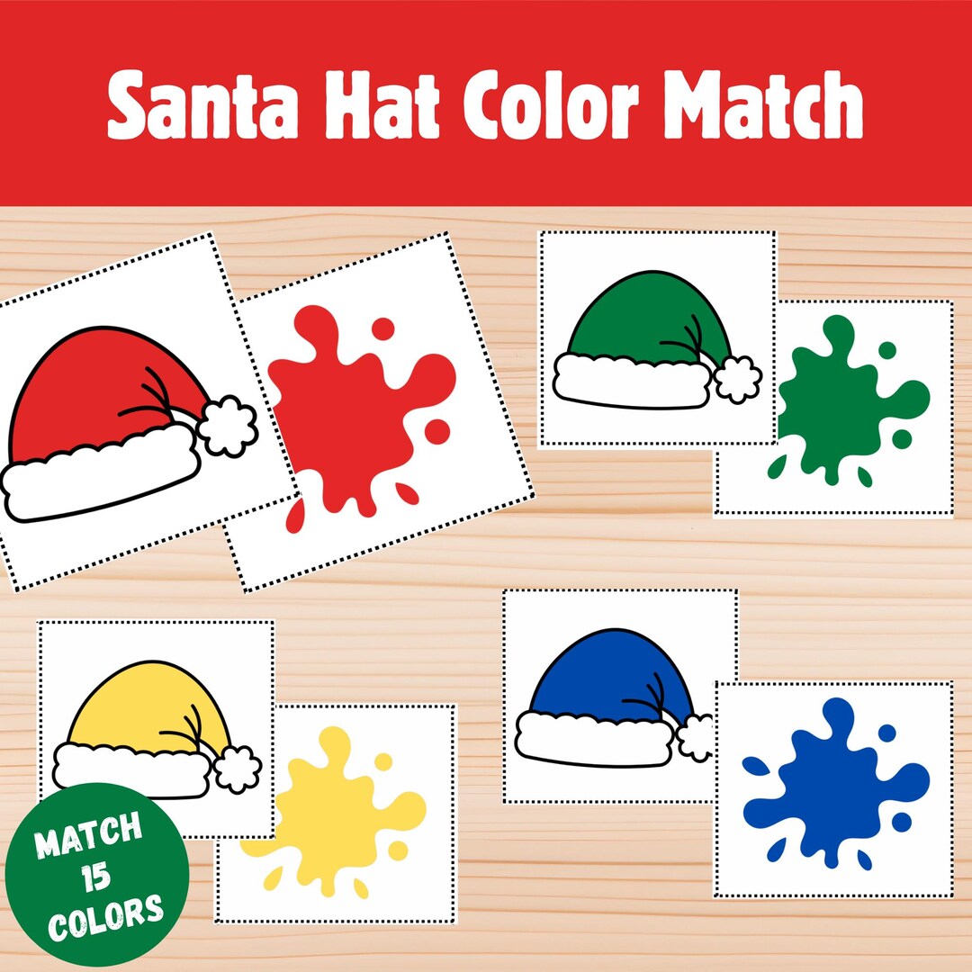 Santa Hat Color Matching Cards – Christmas Montessori Printable ...