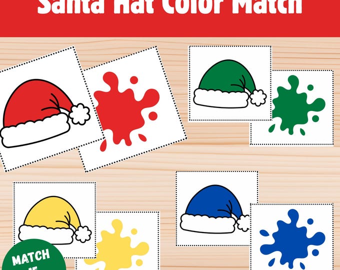 Santa Color Matching Game, Christmas Preschool Printable (PDF) - Etsy ...