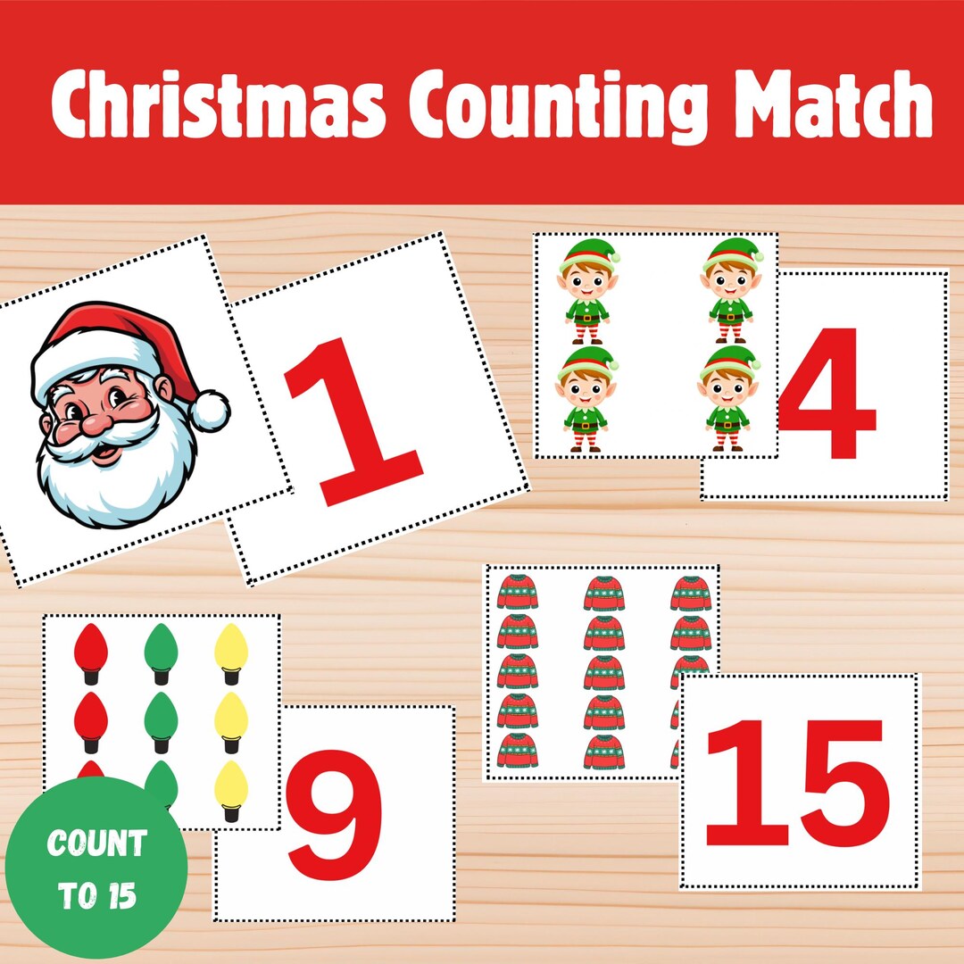 Christmas Counting Match – Printable Preschool Activity (1-15) - Etsy
