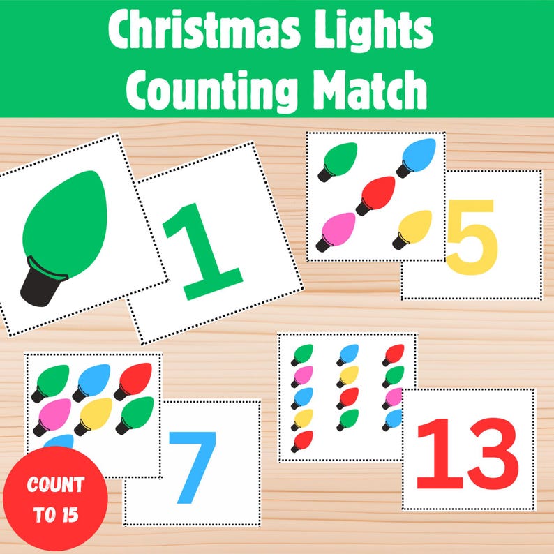 Christmas Lights Counting Cards | Montessori Inspired Math | Toddler ...