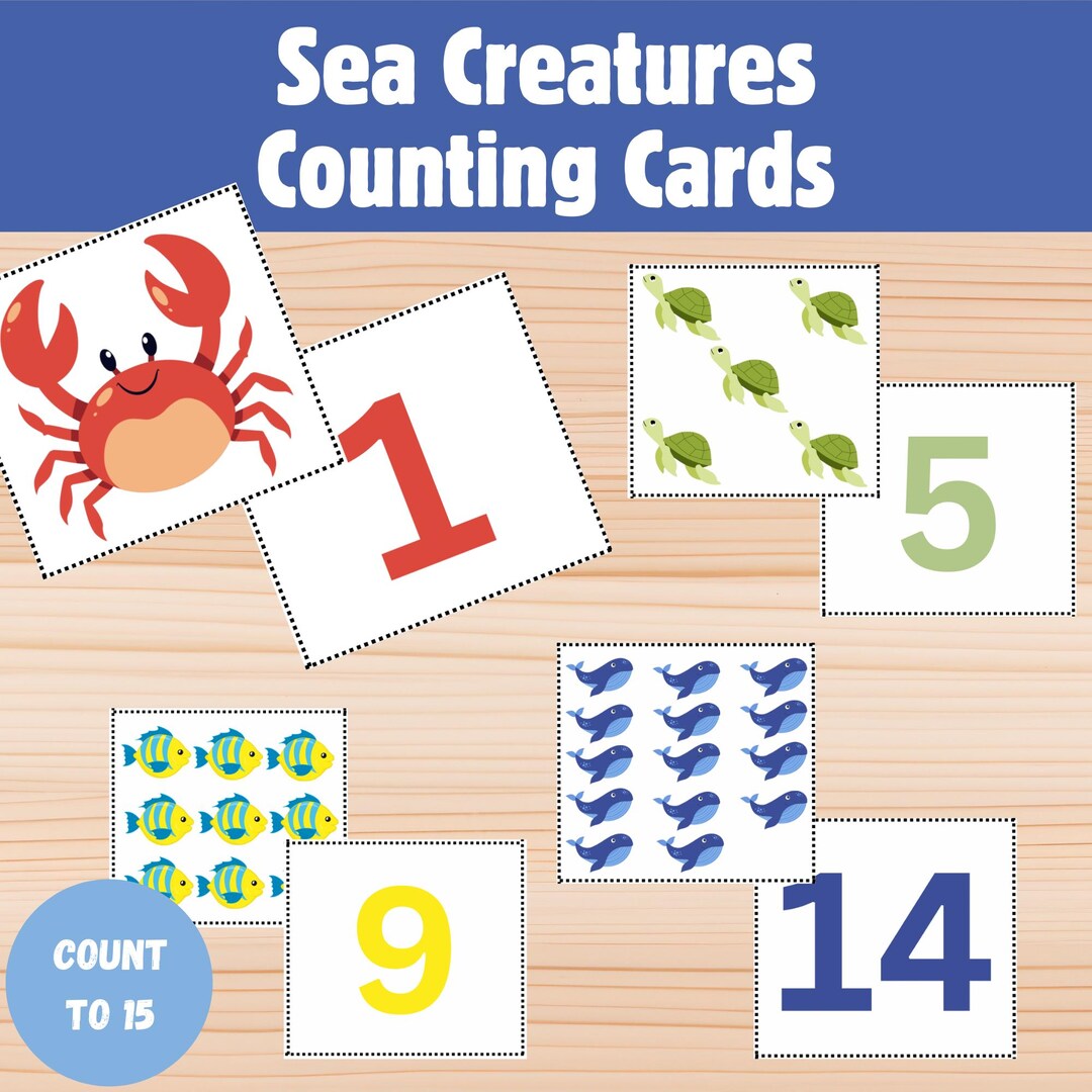 Sea Creatures Counting Match Cards | Ocean Math Activity | Numbers 1–15 ...