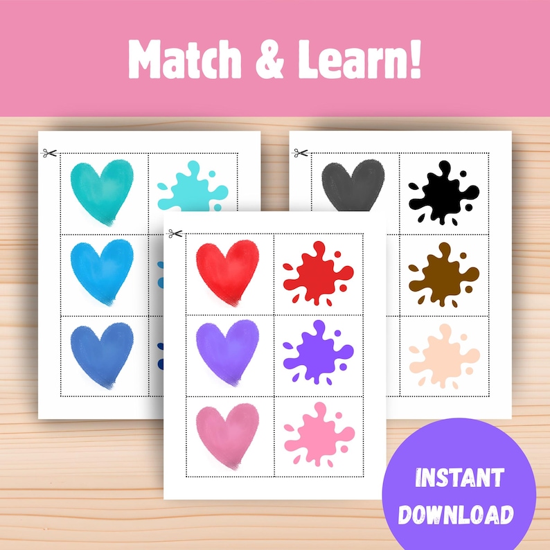 Heart Color Matching Cards | Valentine’s Day | Montessori Toddler ...