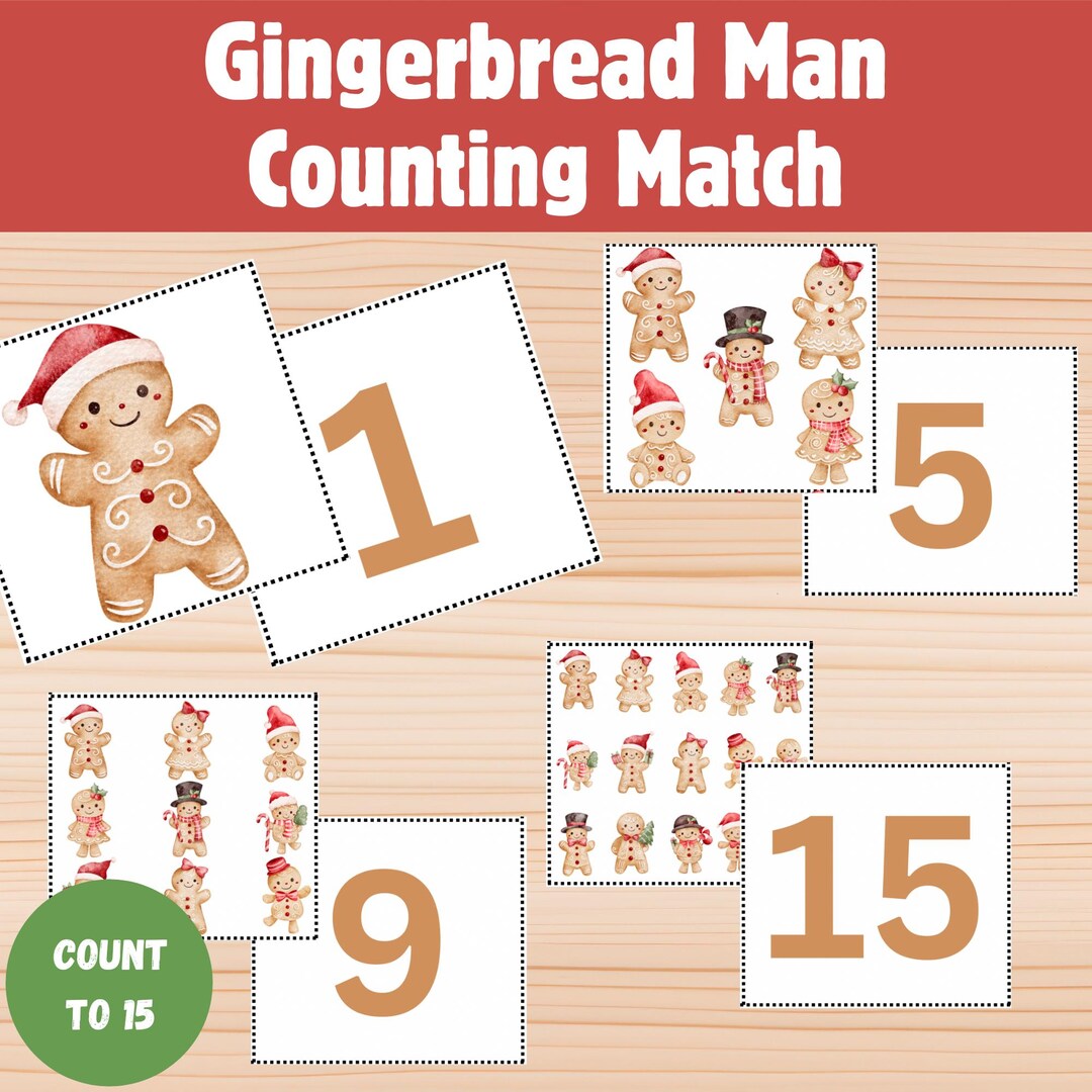 Gingerbread Man Counting Cards | Montessori Inspired Christmas Math ...