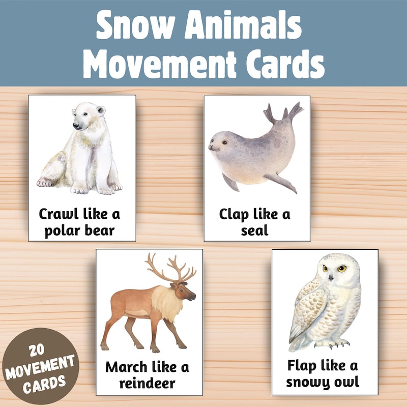 Animal Action Cards - Etsy