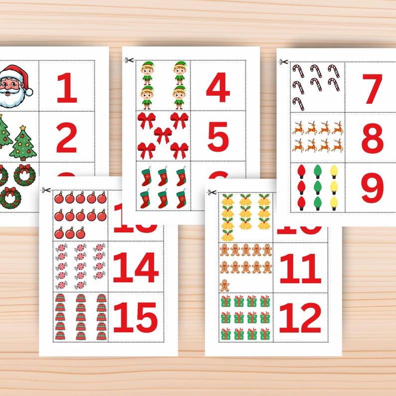 Christmas Counting Match – Printable Preschool Activity (1-15) - Etsy