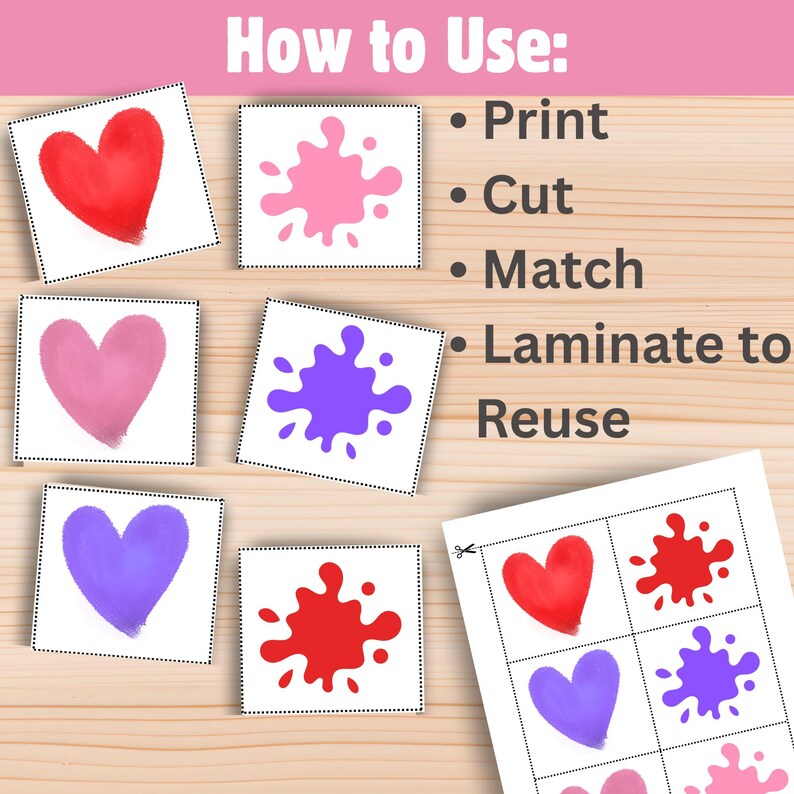 Heart Color Matching Cards | Valentine’s Day Color Match | 15 Colors ...