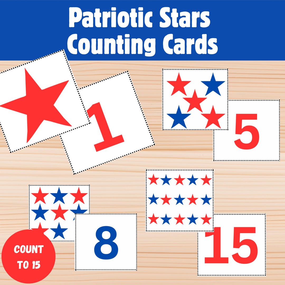 Patriotic Star Counting Match Cards | 4th of July Math Activity ...