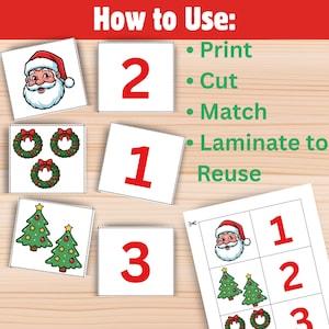 Christmas Counting Match – Printable Preschool Activity (1-15) - Etsy