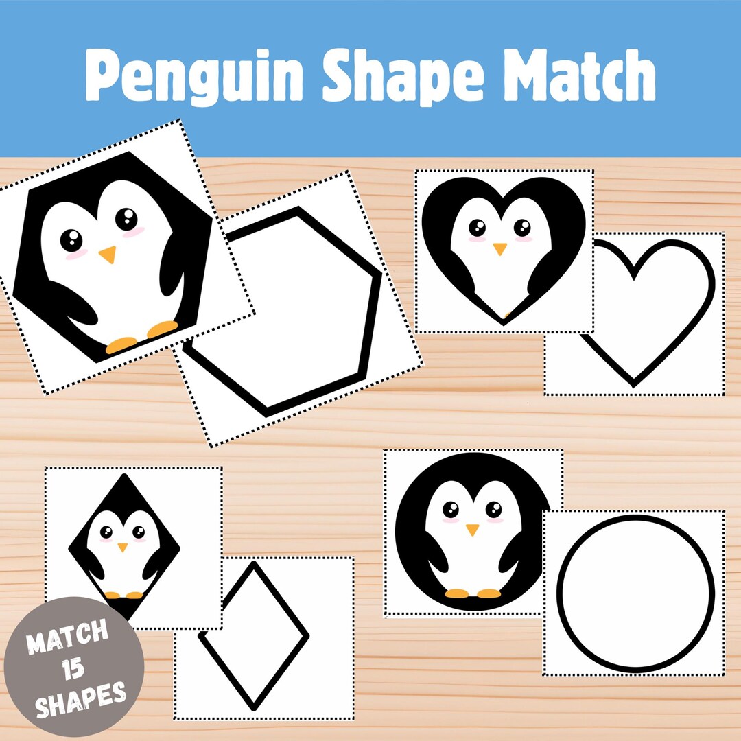 Penguin Shape Matching Game | Winter Animals | Montessori Learning (PDF ...