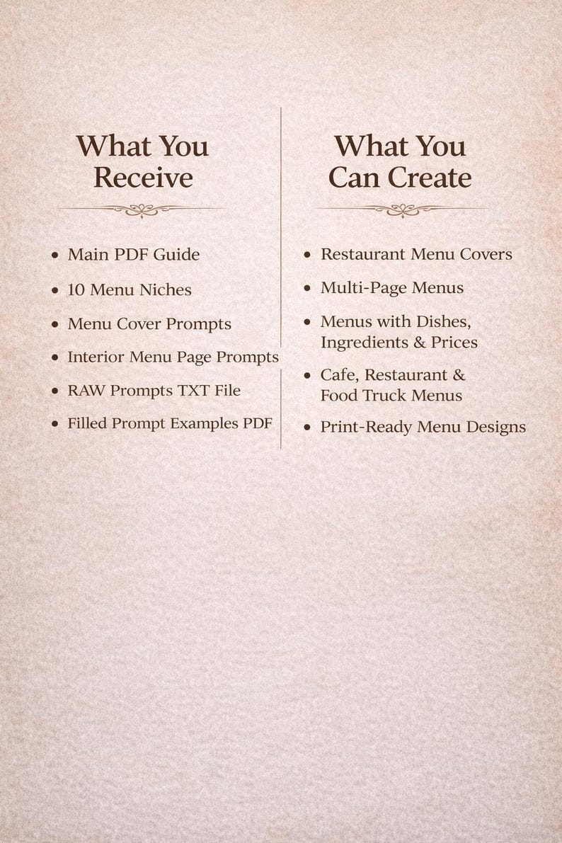 Restaurant Menu Design Prompts | AI Menu Creator for Restaurants ...