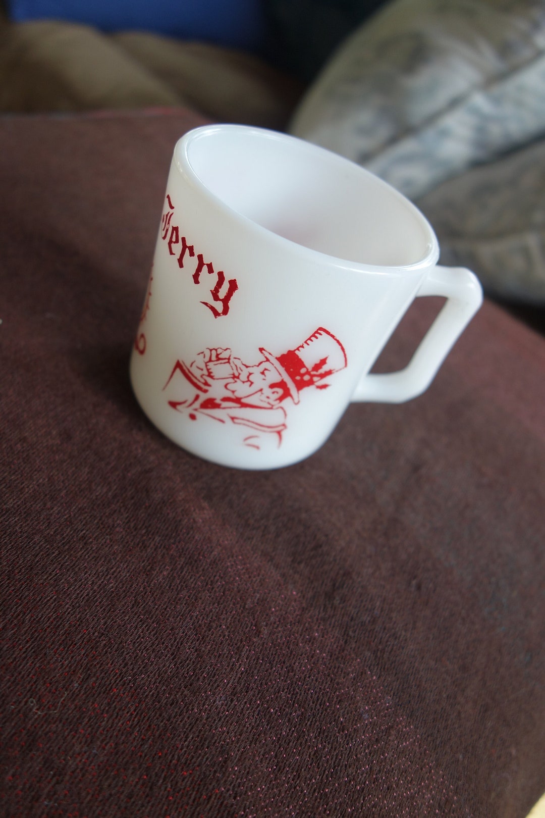 Vintage Tom and Jerry Milk Glass Mug With Red Decal - Etsy