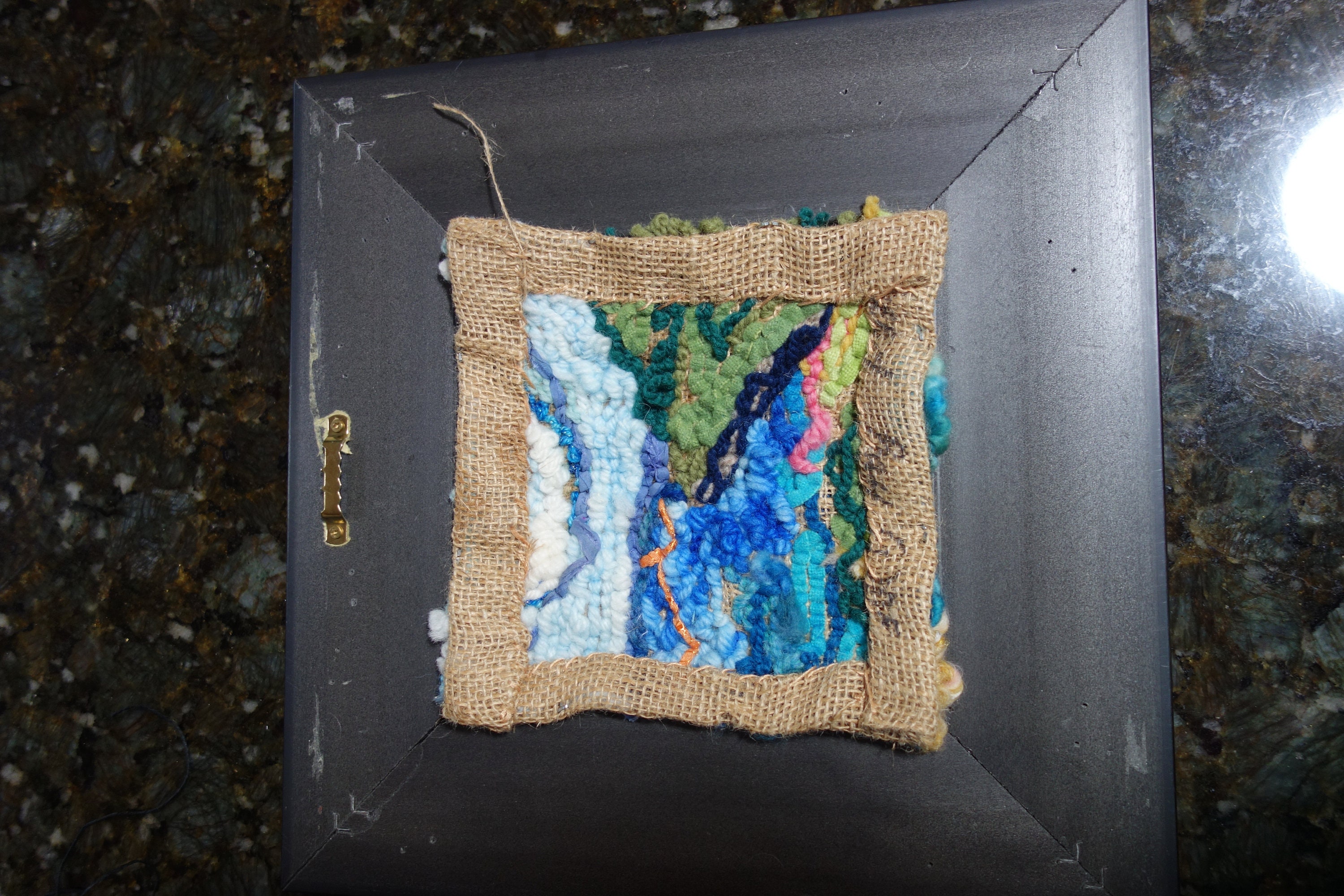 Hand Hooked Small Framed Rug Hook Wall Hanging 