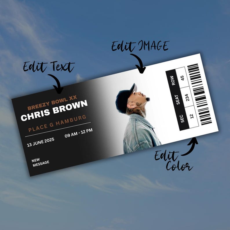 Chris Brown Breezy Bowl Concert Ticket, Instant Download Ticket Stub ...