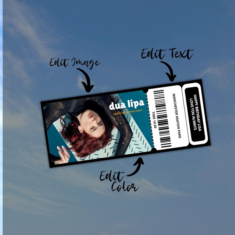 Editable Concert Ticket Template, Custom Concert Ticket Gift, DIY Event ...