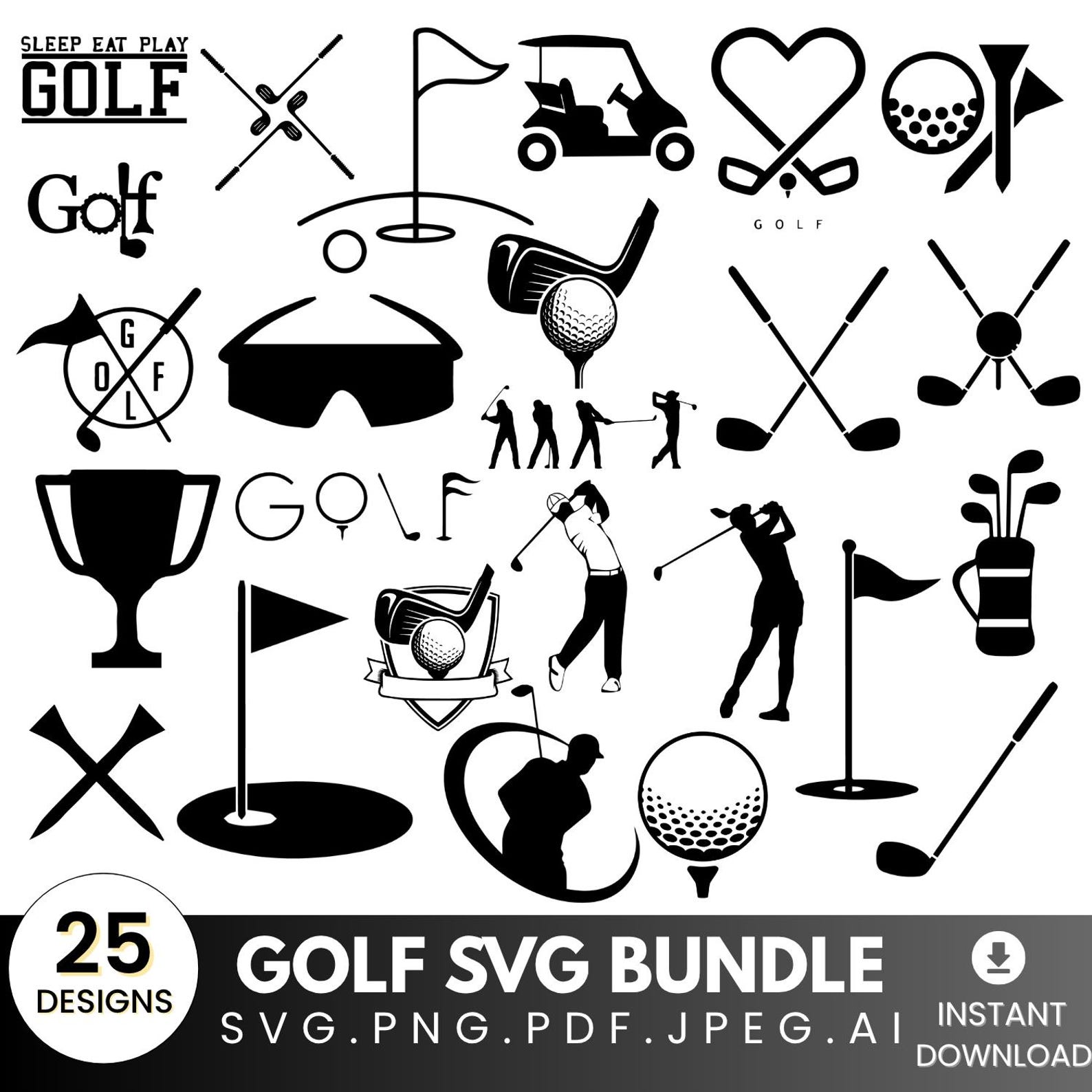 Golf SVG 25 Design Bundle, Golf Towel Design, Golf Shirt, Golf Lover ...