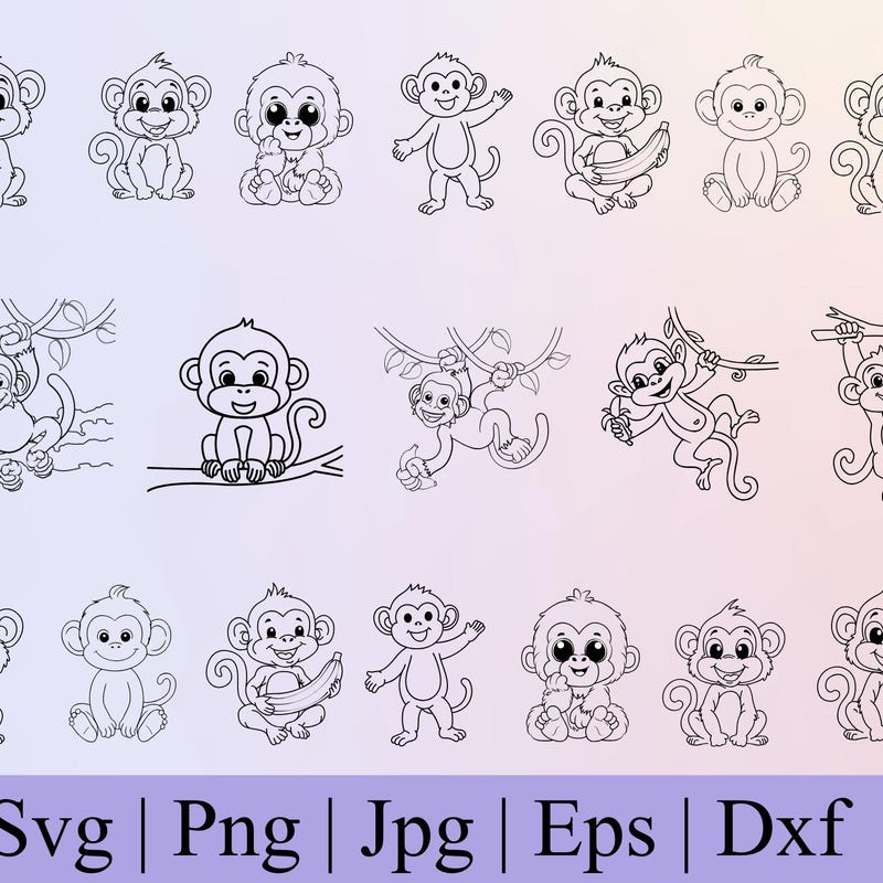 Monkey Svg - Etsy