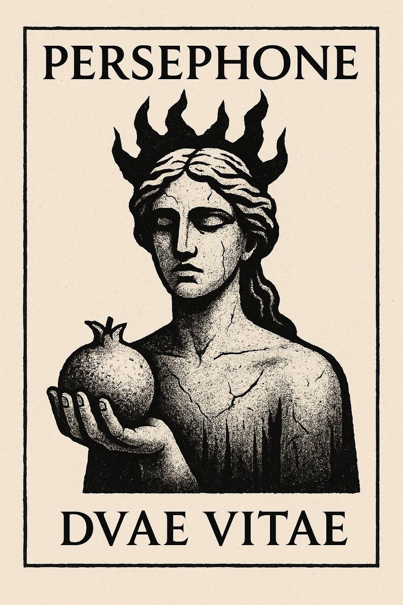 Persephone Art Print – Greek Mythology Poster “dvae Vitae”, Vintage ...