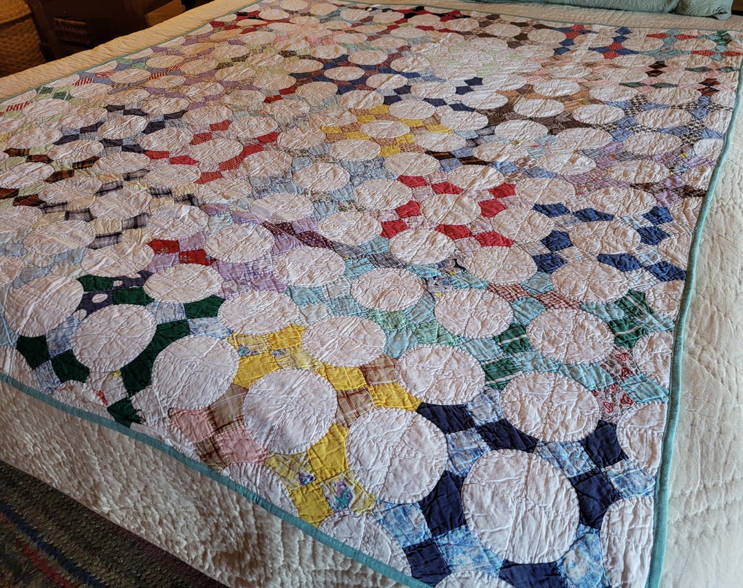 Antique Quilt, Snowball Pattern, 1930s/40s, Jadeite Border, Colorful ...