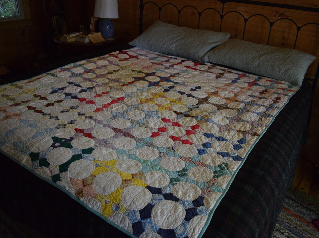 Antique Quilt, Snowball Pattern, 1930s/40s, Jadeite Border, Colorful ...