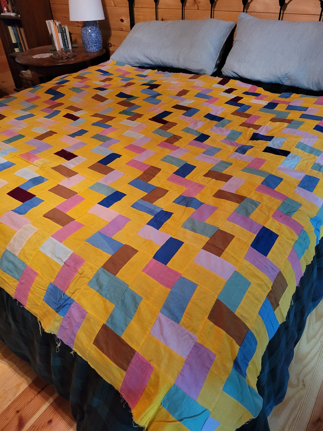 Unfinished Quilt Top, 1940s Zig-zag Pattern Quilt Top - Etsy
