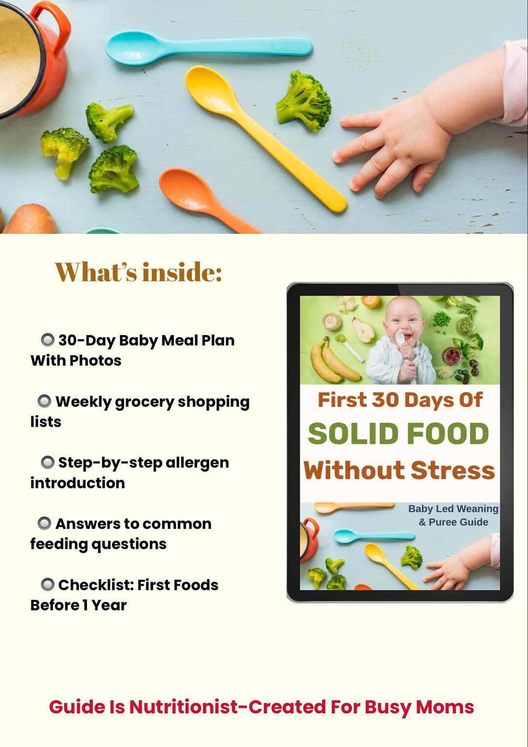 First 30 Days of Solids,baby Led Weaning and Puree Guide,starting Solid ...