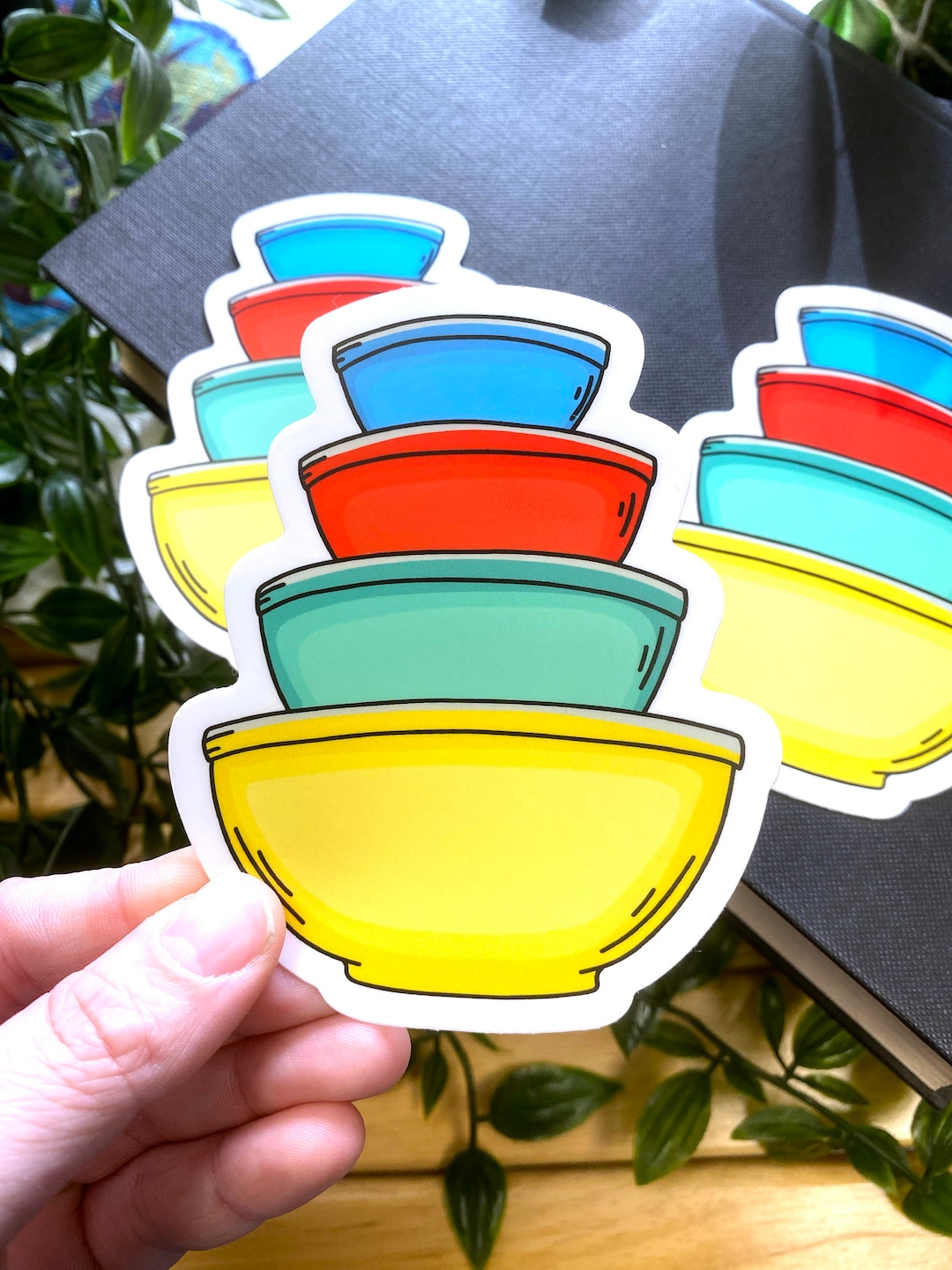 Pyrex Primary Colors Rainbow Nesting Bowls 4x4 Waterproof Vinyl Sticker ...