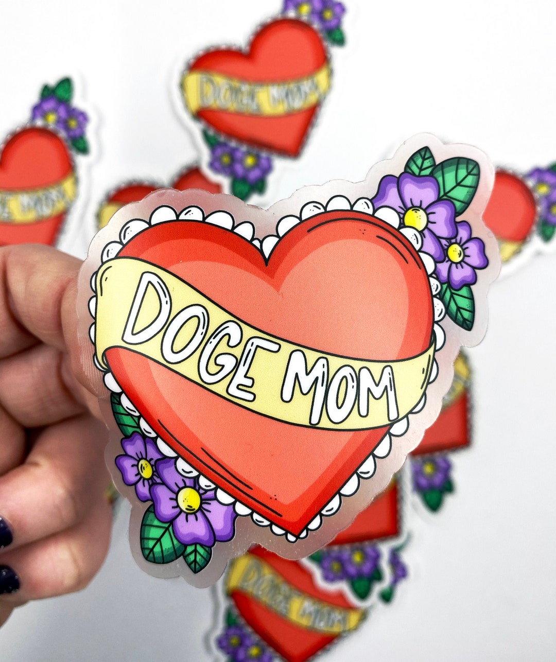 Doge Mom Dog Mom Traditional Tattoo Flower Clear Waterproof - Etsy