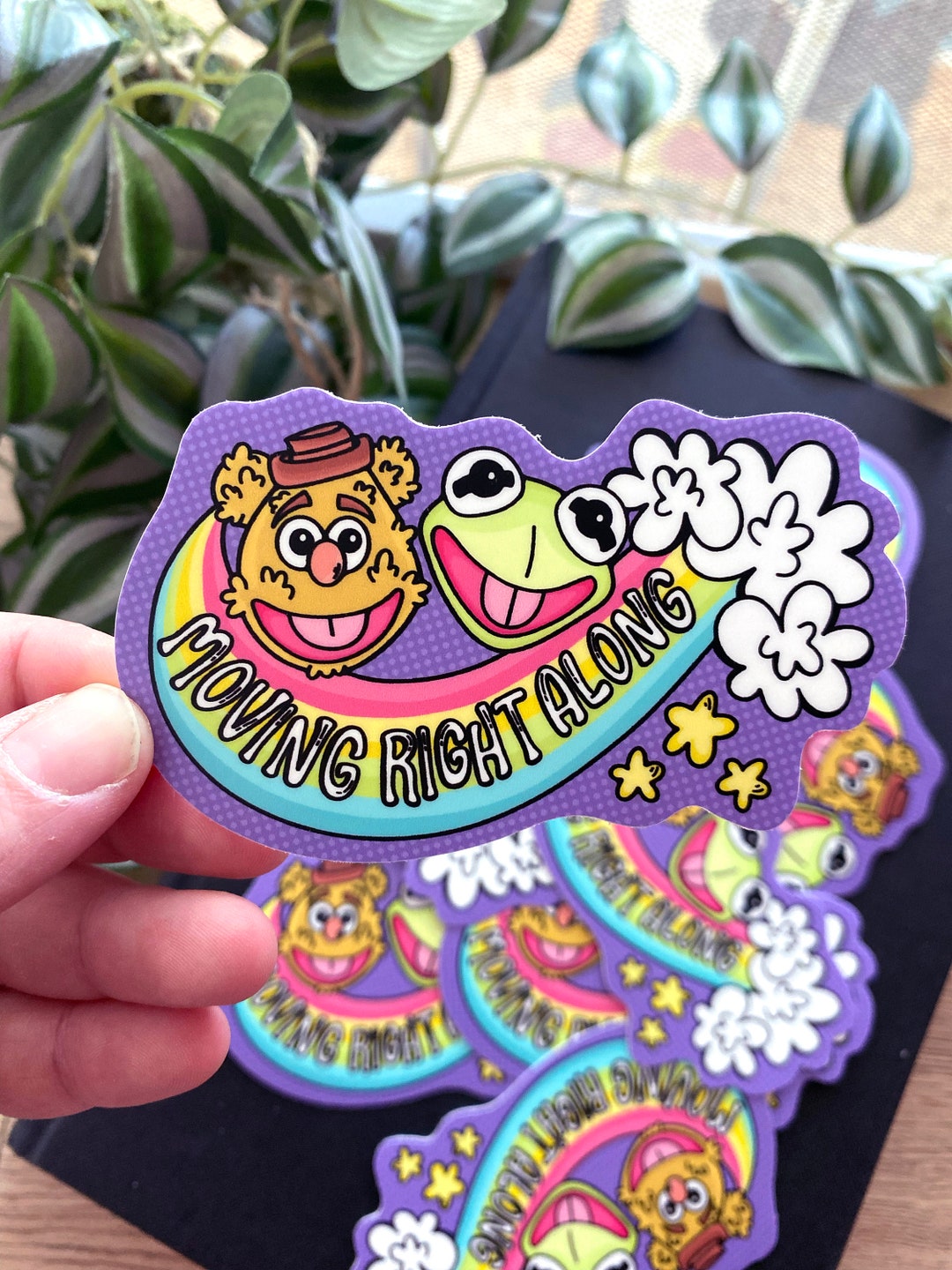 Kermit and Fozzy Moving Right Along Rainbow Pastel 3.5"x2" Waterproof ...