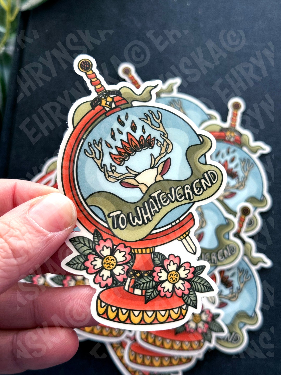 Throne of Glass Aelin Rowan to Whatever End Globe Clear Vinyl Sticker ...