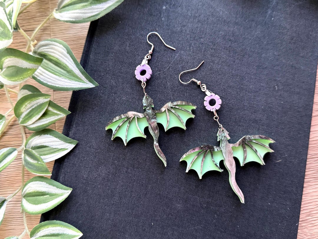 TOG Throne of Glass Dragon Abraxos Flower Purple and Mint Acrylic ...