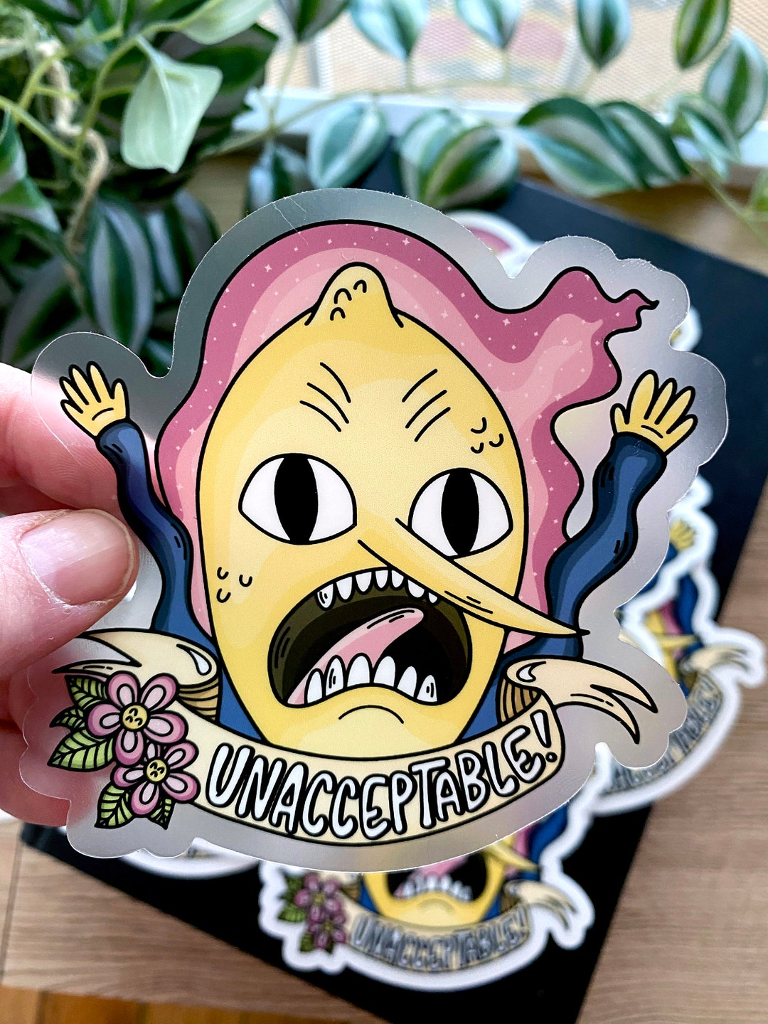 Lemongrab Unacceptable Tattoo Style 3.5"x3.5" Inch Clear Waterproof ...