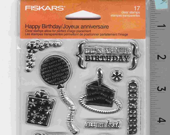Happy Birthday Clear Stamp Set, Fiskars, 16 Stamps - Etsy