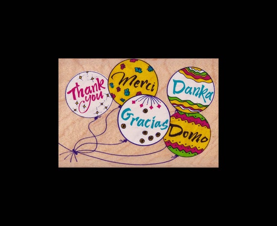 Thank You Merci Gracias Danka Domo Rubber Stamp Wood - Etsy