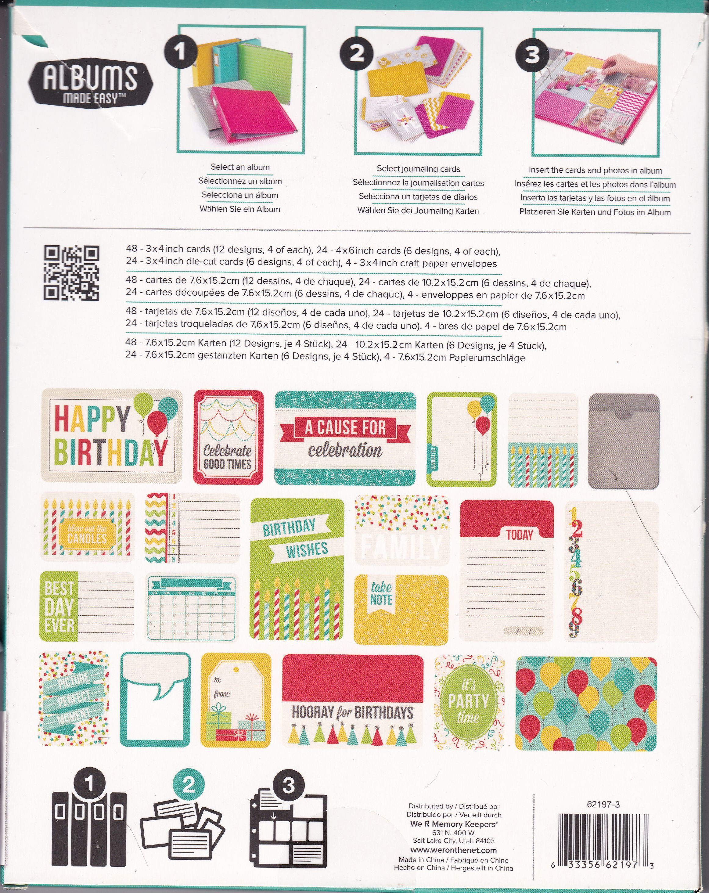 We R Memory Keepers Hip Hip Hooray Albums Made Easy Journaling Card Kit ...