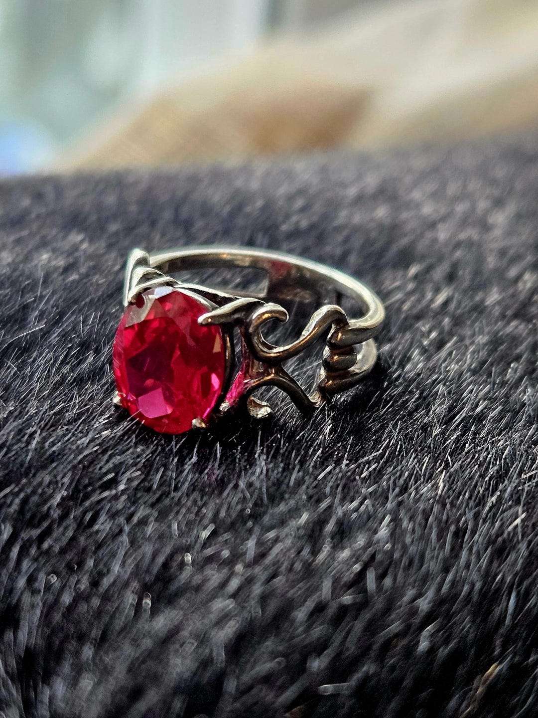 Sterling Silver Gothic Ruby Ring: Vine Setting, July Birthstone ...