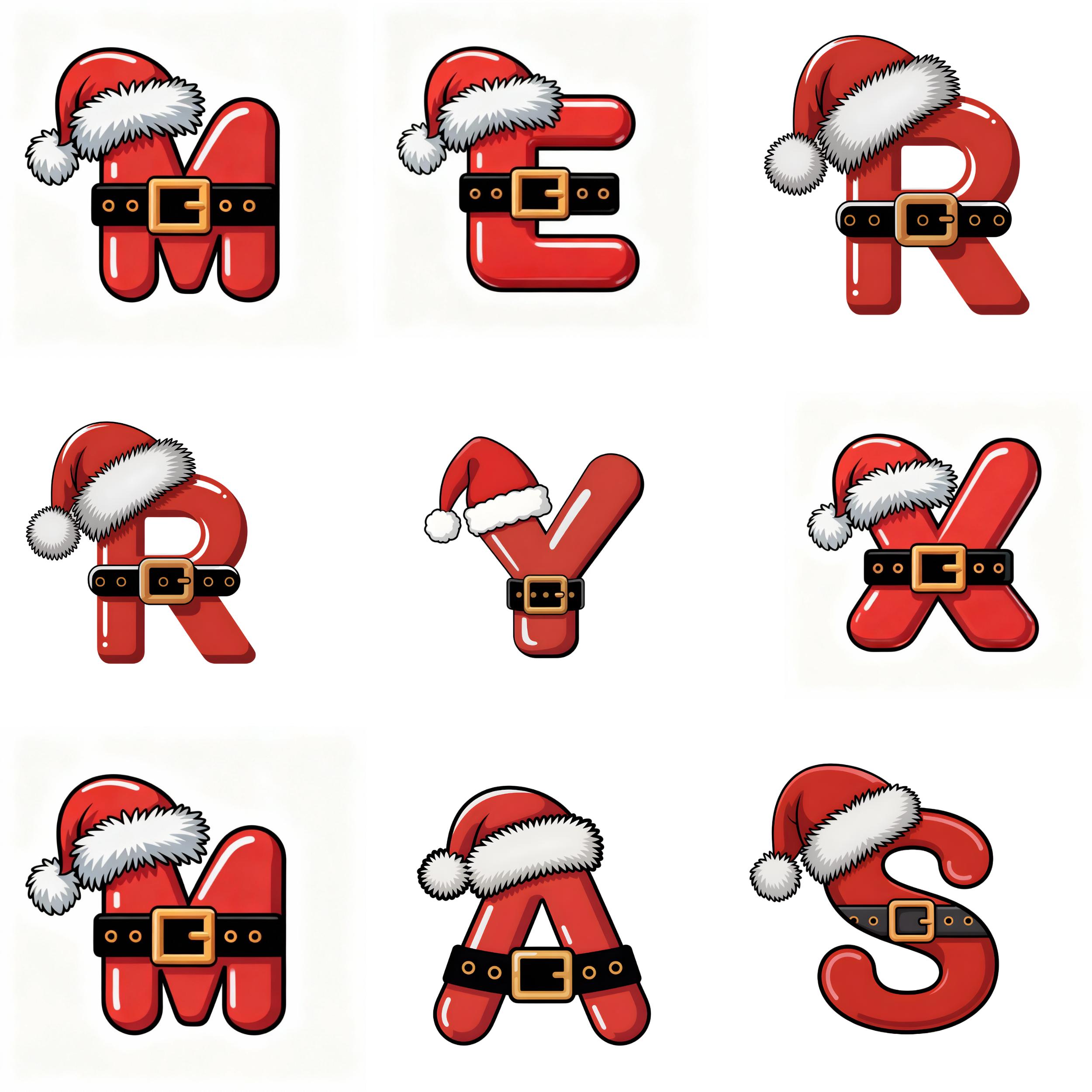 Christmas Alphabet Clipart | Festive Santa Hat Letters (digital ...