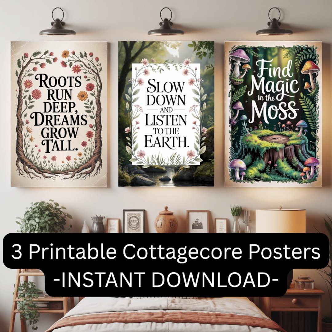 Printable Cottagecore Quotes | Set of 3 Nature Posters | Wildflower ...