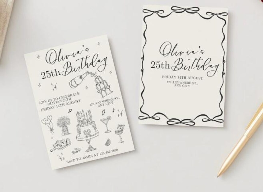 Classy Birthday Invitation | Birthday Invitation Digital Template - Etsy