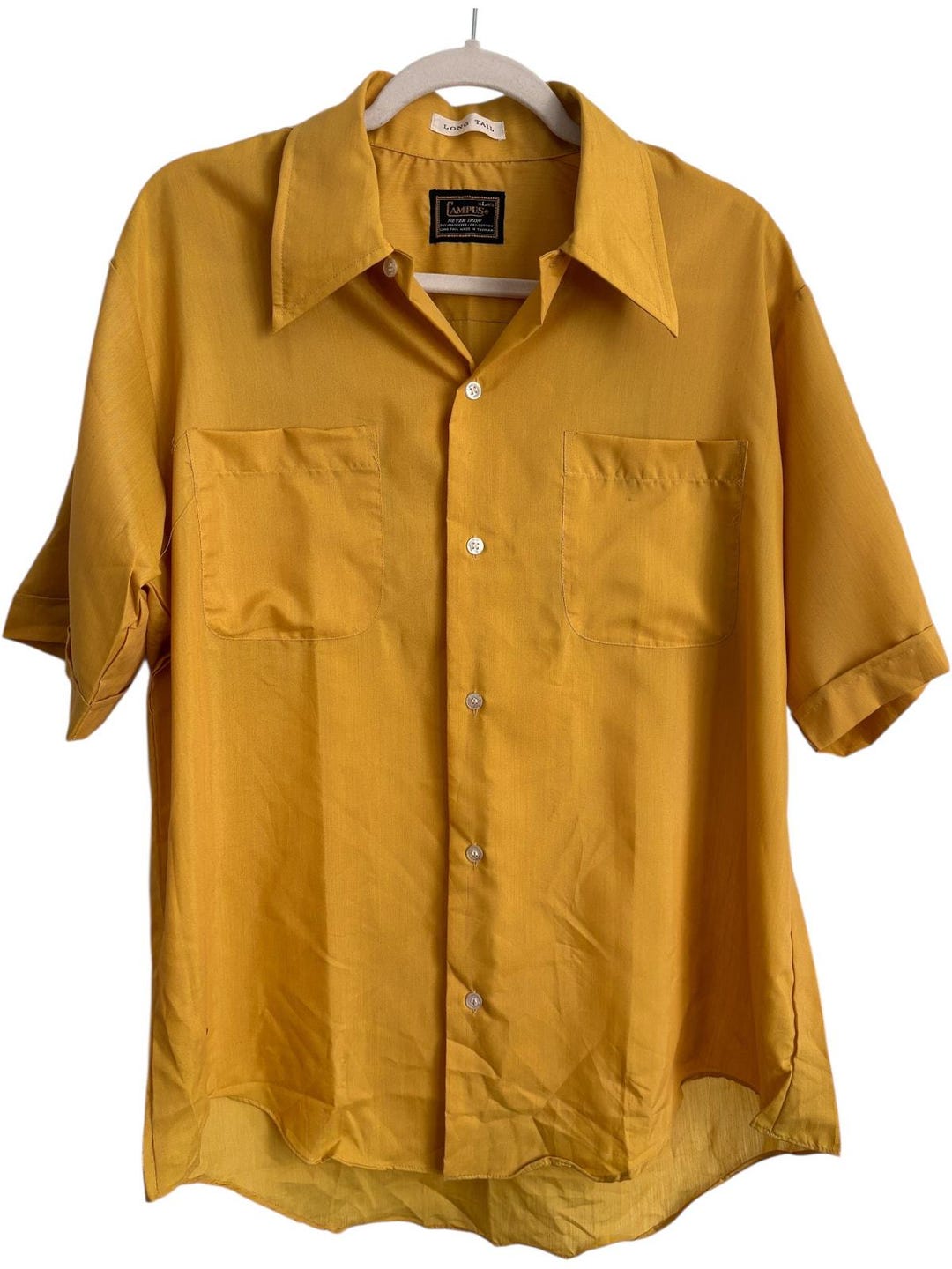 Campus Yellow Button Shirt – Vintage Workwear Style L - Etsy