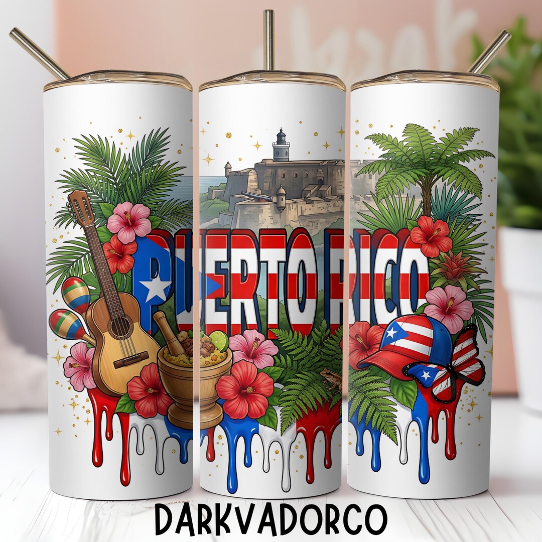 Puerto Rico Culture Tumbler Wrap, El Morro, Boricua Pride, Guitar ...