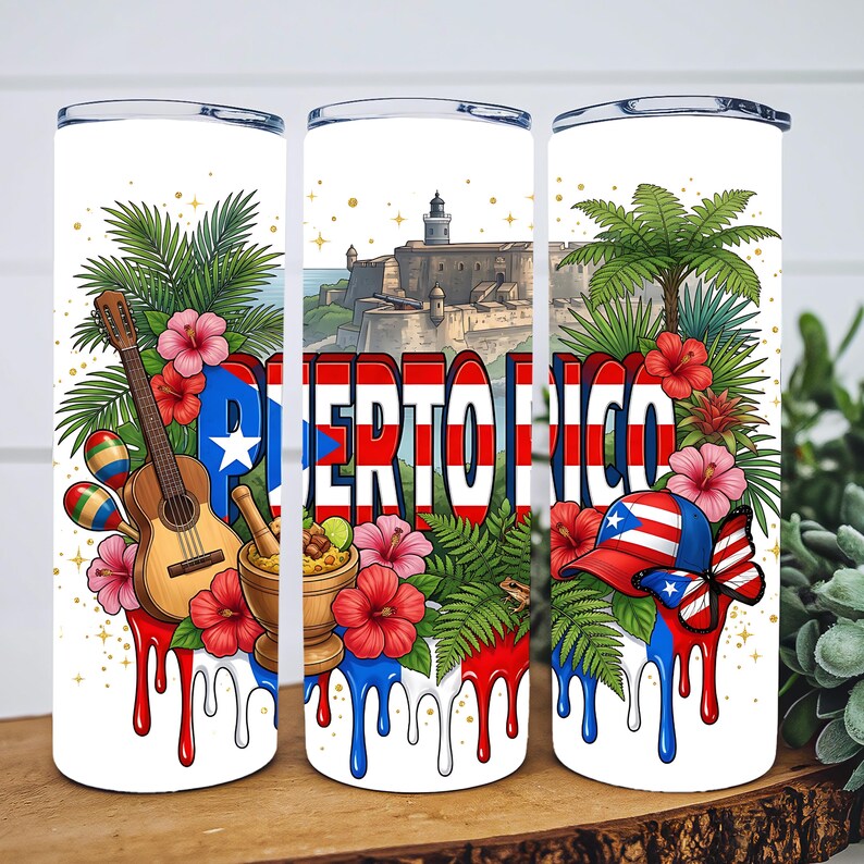 Puerto Rico Culture Tumbler Wrap, El Morro, Boricua Pride, Guitar ...