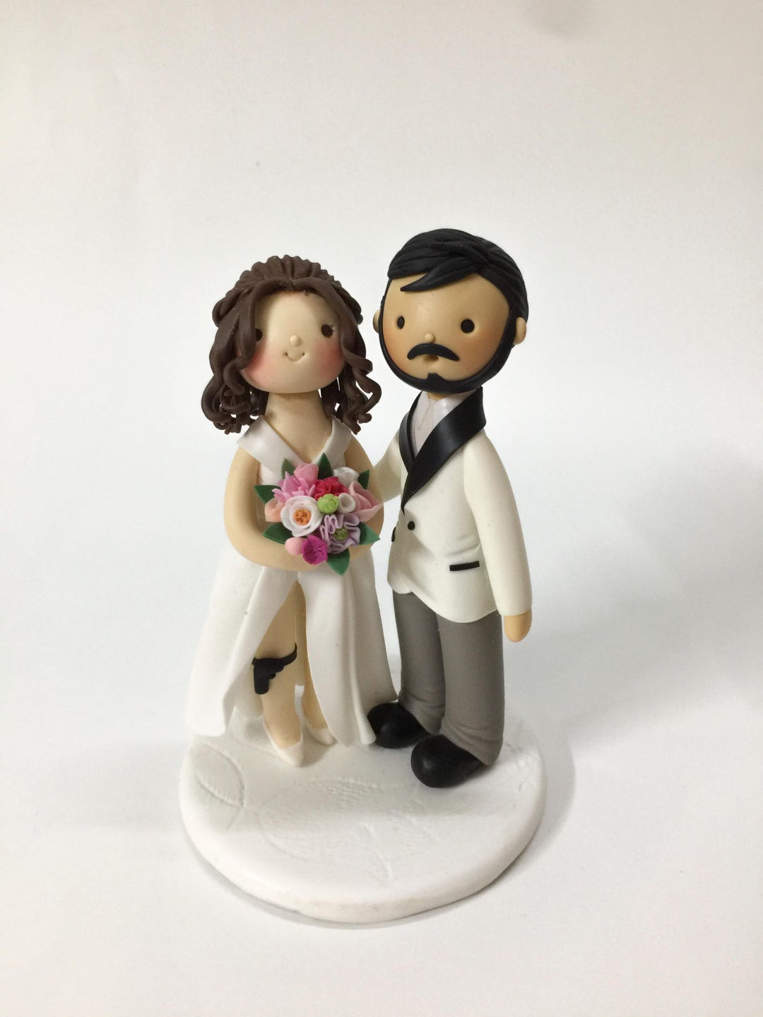 Handmade Wedding Cake Topper: Officer Bride, Groom With Beard - Etsy