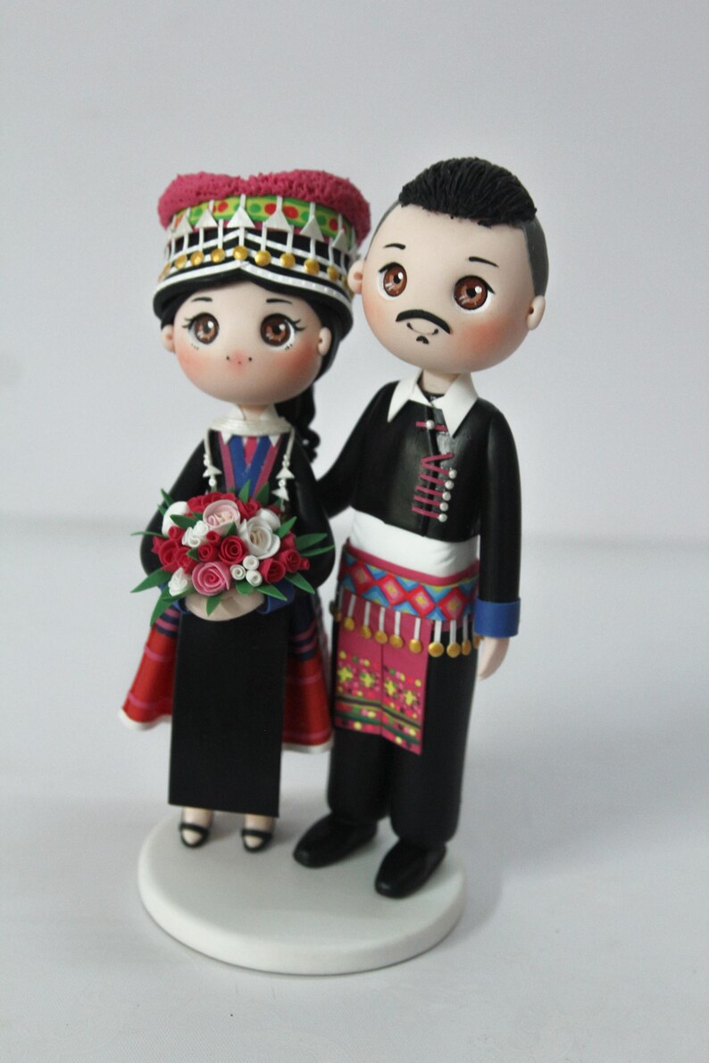 Hmong Couple Topper | Hmong Wedding Cake Topper | Vintage Bride & Groom ...