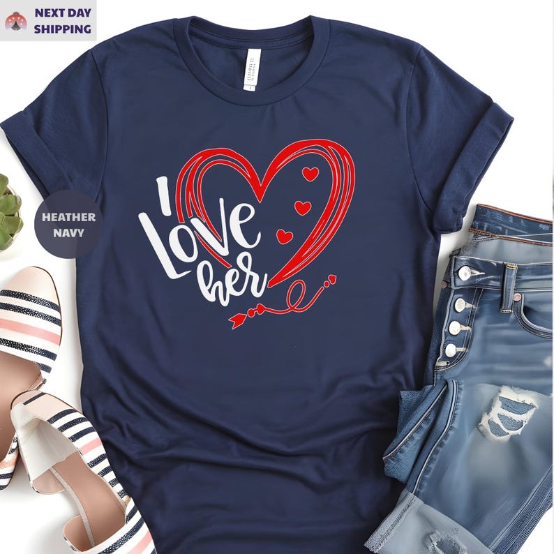 Matching Valentine Couple Shirts: Heart Design, His and Hers Tees ...