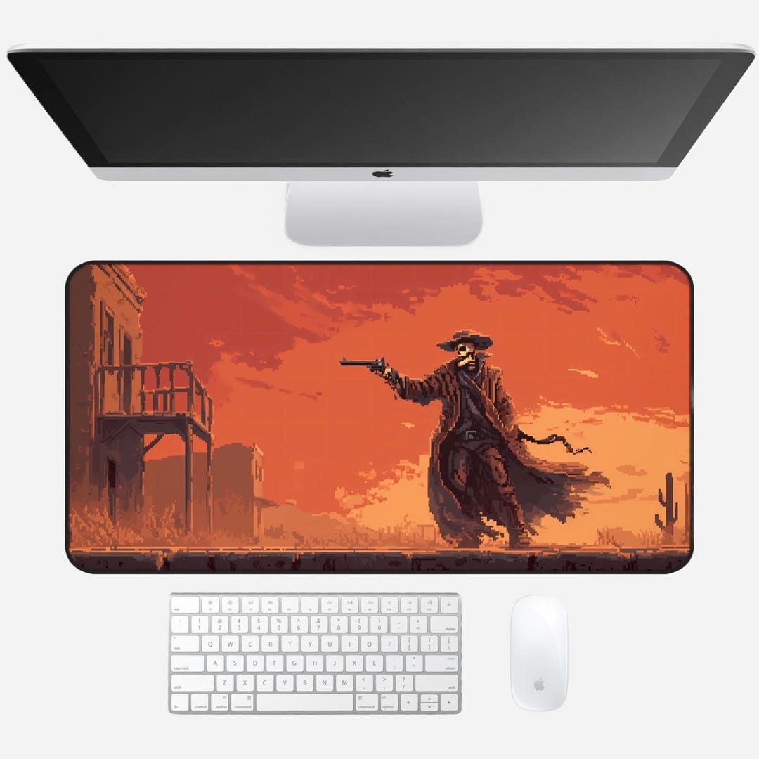 Skeleton Cowboy Pixel Art Custom Desk Mat Anime Personalized Gift ...