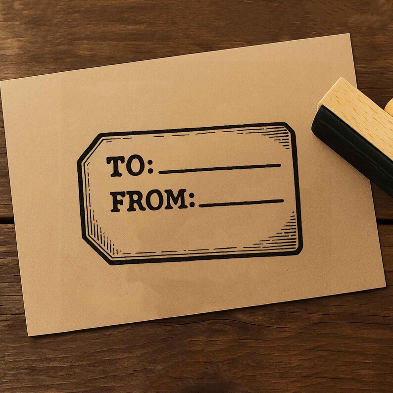 Gift Tag Rubber Stamp – To/from Label Stamp – Wood Mounted Tag Stamp ...