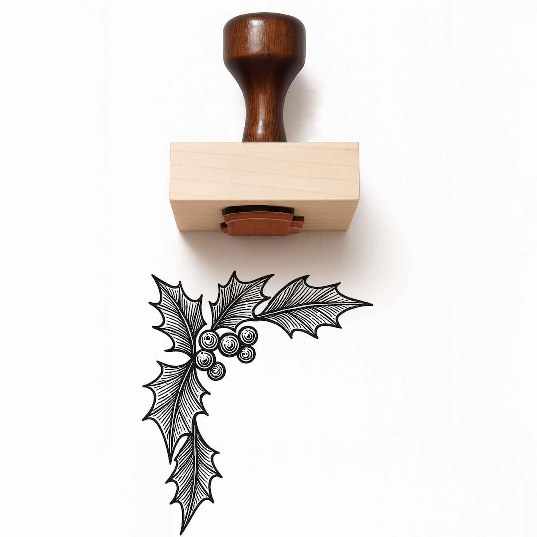 Holly Rubber Stamp – Christmas Leaves & Berries, Wood Mounted - Etsy